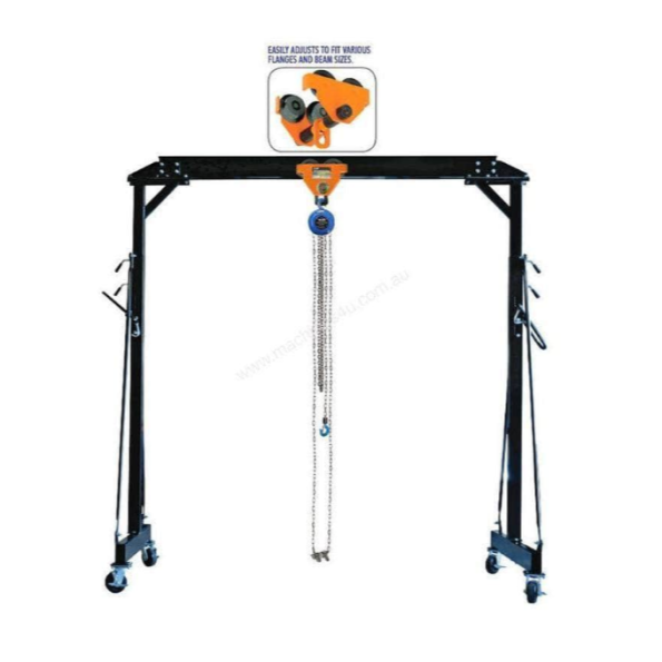 Grip 18140BD 950kg Adjustable Wheeled Gantry with Chain Block & Push ...